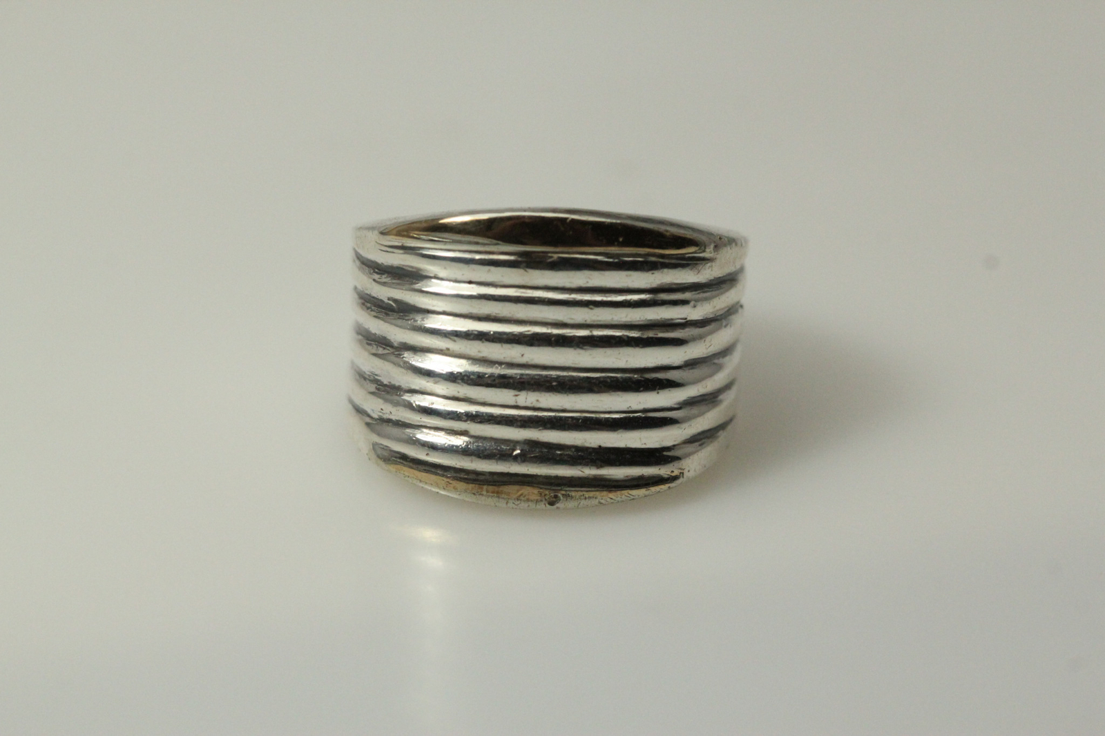 Unmarked Ribbed Cigar Band 925 Sterling Silver Ring (RIN7889) | eBay
