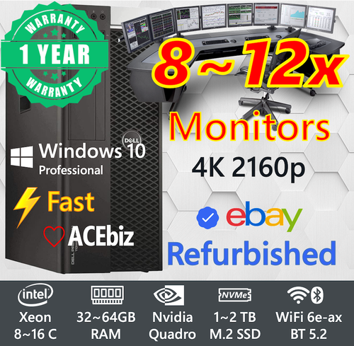 Dell Trading Computer up to 8~12x Monitor Xeon 8~16 Core SSD 4TB ...