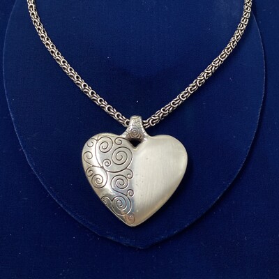 Brighton British Mod Heart Half Scrolled/Half Smooth Silver Chain ...