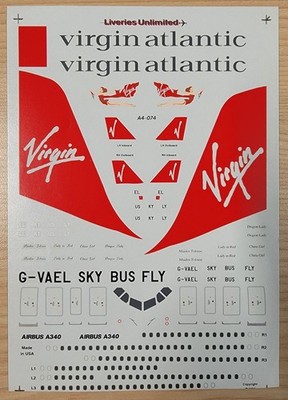 1/144 - LIVERIES UNLIMITED DECAL - VIRGIN ATLANTIC AIRLINES - A-340 ...