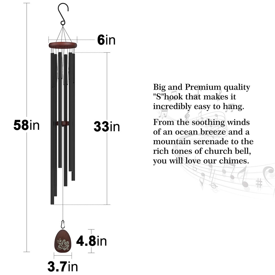 Extra Large Wind Chimes Outside Deep Tone, 58" Memorial Wind Chimes for ...