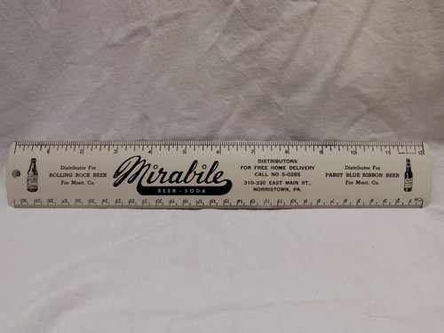 Vintage 1950s Mirabile Rolling Rock Pabst Blue Ribbon Beer Ruler ...
