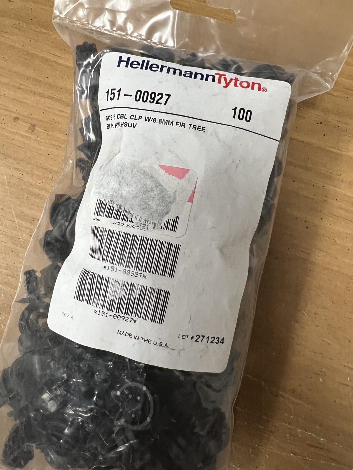 100 PK 151-00927 HellermannTyton Black Fir Tree Mount Cable Tie 6mm Sc6 ...