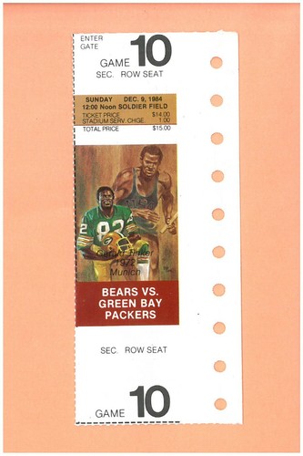 Green Bay Packers Bears 1984 ticket Gerald Tinker USA photo 1972 ...