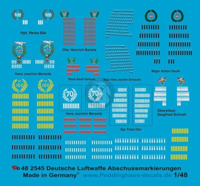 Peddinghaus 1/48 German Luftwaffe Fighter Aces Kill Markings WWII ...