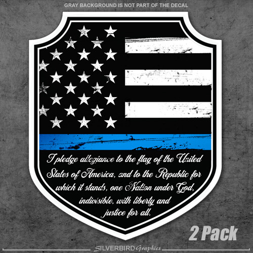 Thin Blue Line Badge sticker Flag Pledge Police Officer Lives matter ...