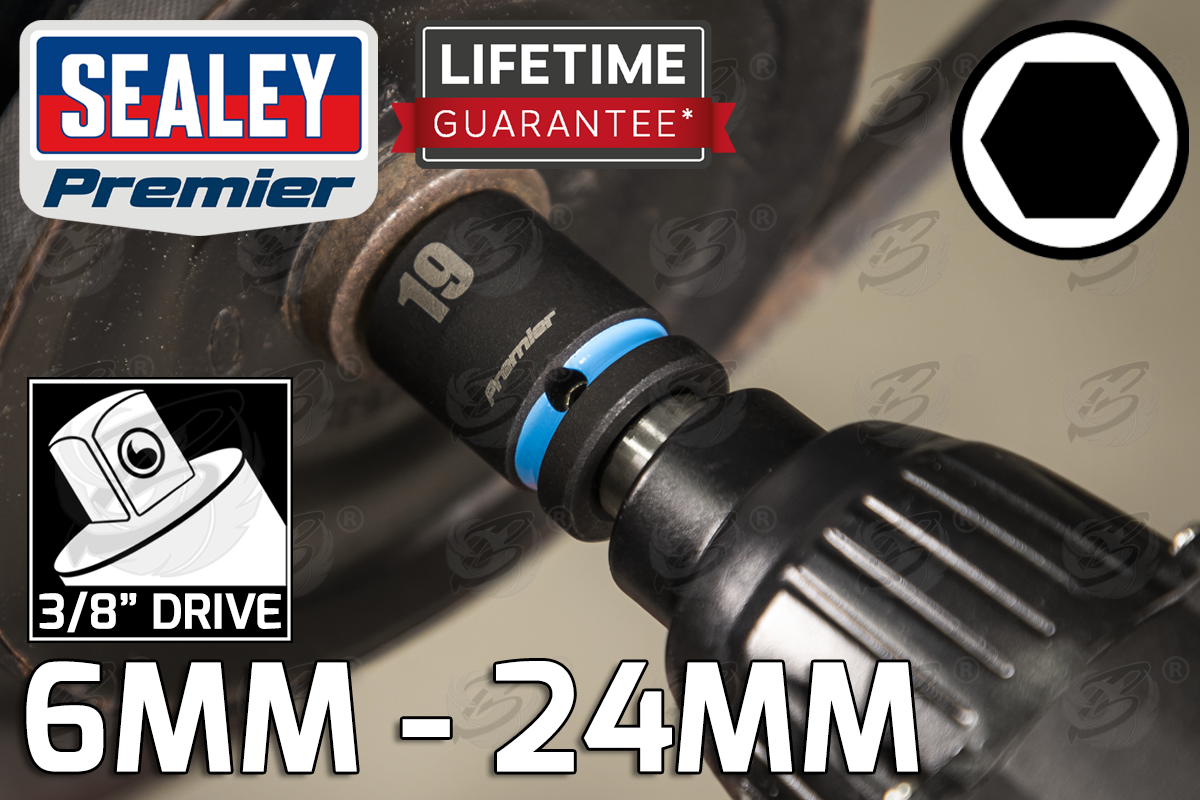 SEALEY DEEP & SHALLOW IMPACT SOCKET Set 3/8"Dr 36pc 6mm-24mm 6pt Hex ...