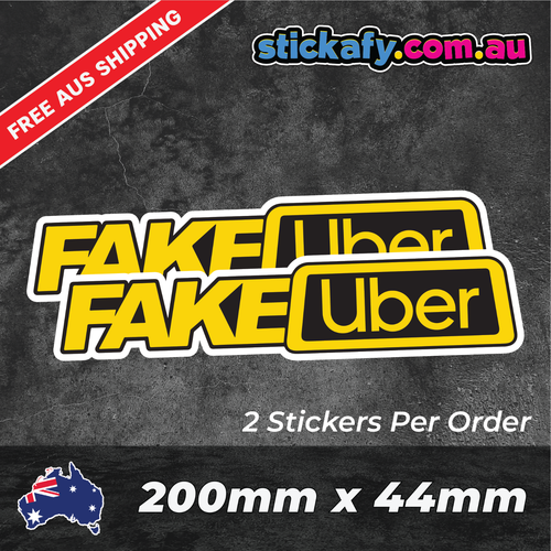 FakeUber Stickers (x2) Funny Laptop Car Window Bumper 4x4 Ute Decal 4wd ...