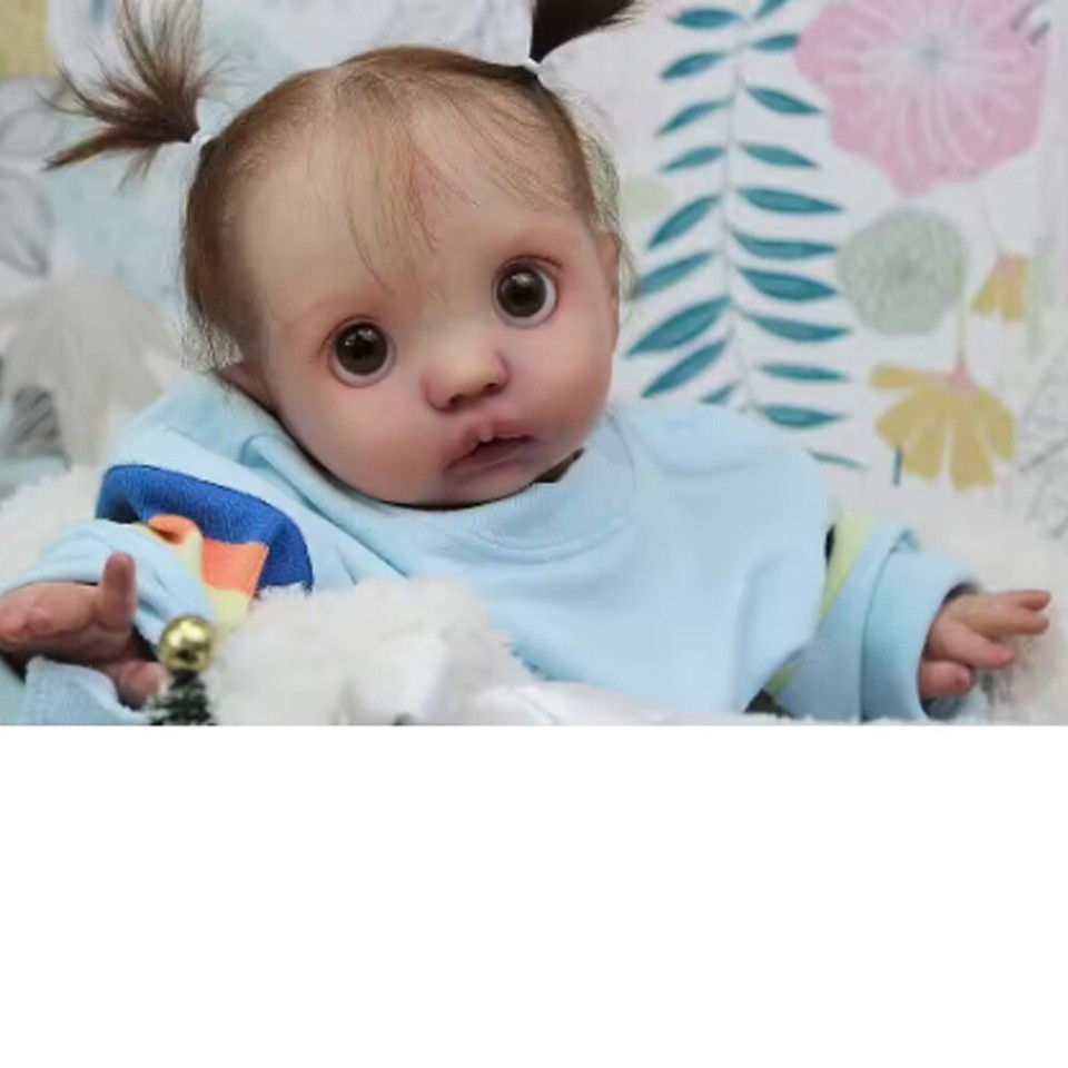 16" Painted Reborn Baby Doll Peeka Toddler Rooted Hair Cloth Body with ...