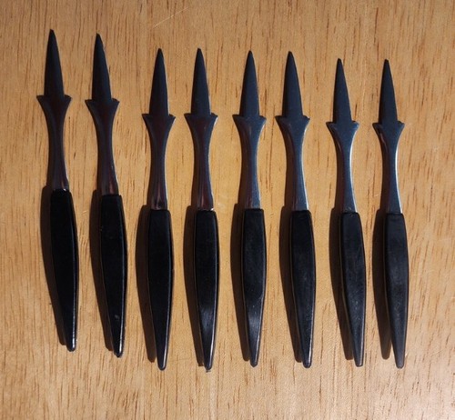 #312) Set of 9 Vintage Hors D'oeuvre Cocktail Forks Black Handle ...