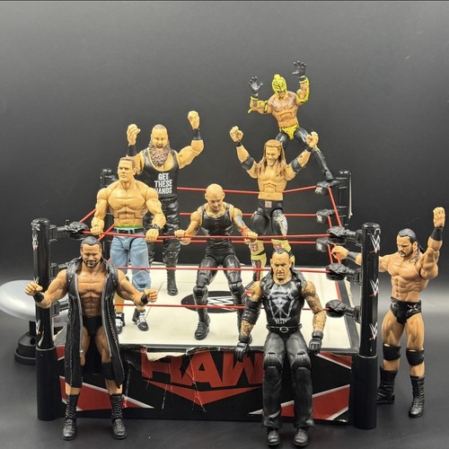WWE Wrestlemania Lot 8 Figures+Kick Out Ring Voice&Bell Work Mattel | eBay