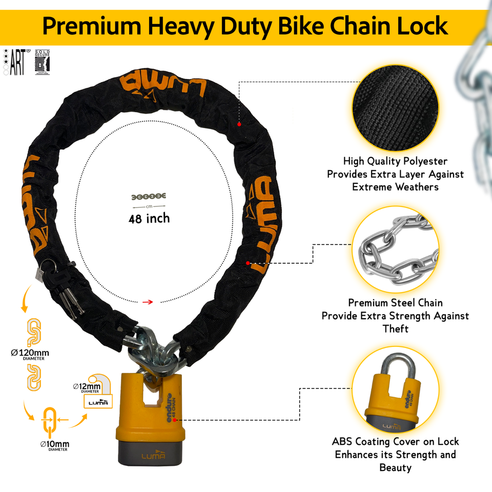 LUMA 48 Chain U-Lock for Bikes - 47" Heavy Duty Long Bike Lock Chain | eBay