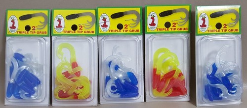 Creme Triple Tip 2" Swirl Tail Grub Jigs Crappie Baits (5 packs of 10 ...