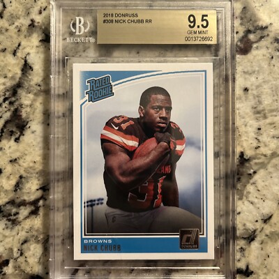 Nick Chubb 2018 Panini Donruss Rated Rookie #308 BGS 9.5 GEM MINT ...
