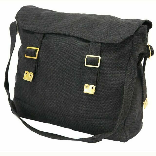 Huss WH1 Canvas Webbing Haversack Men's Shoulder Bag - Black (HB001 ...