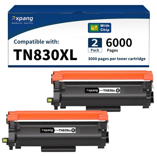 2 Black TN830XL Toner for Brother HL-L2460,HL-L2405,DCP-L2640,MFC-L2820 ...