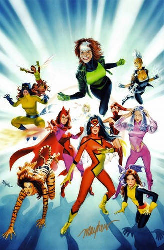MIKE MAYHEW SIGNED MARVEL HEROINES COLOR PRINT-FREE SHIPPING! | eBay