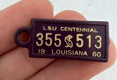 Plastic 1960 Louisiana LSU Centennial DAV Tag Keychain License Plate ...