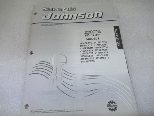 PM49 2003 Johnson 150 175 HP Final Edition Parts Catalog P/N 5005317 | eBay