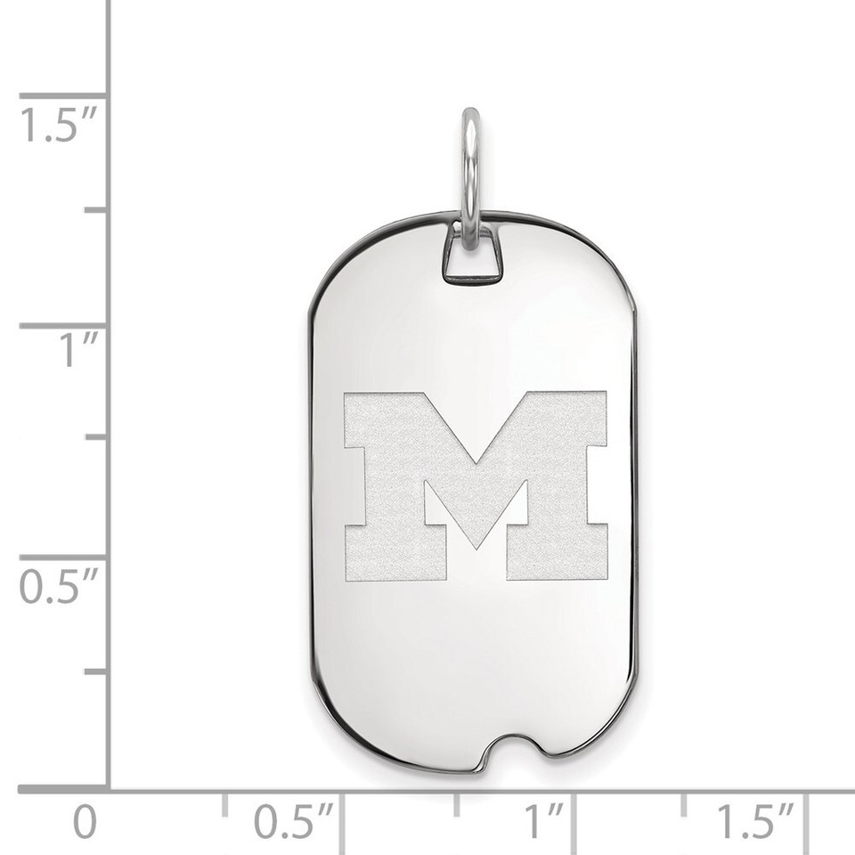 10k White Gold LogoArt University of Michigan Letter M Small Dog Tag ...