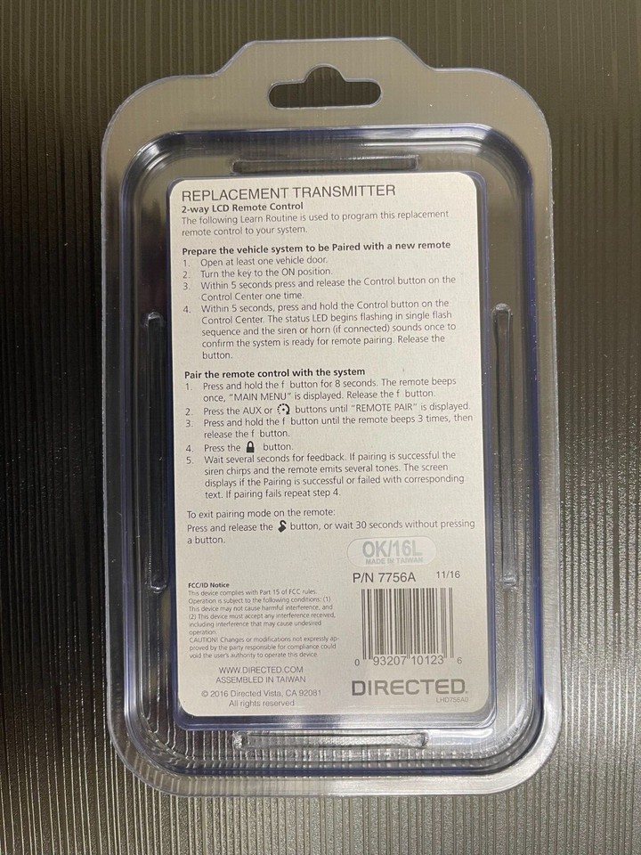 Automate 7756A 2-Way Car Alarm LCD Responder Replacement Remote ...