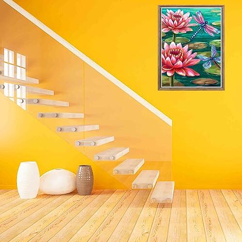 5D Diamond Painting Kits Lotus Flower, Full Drill Dragonflies DIY ...