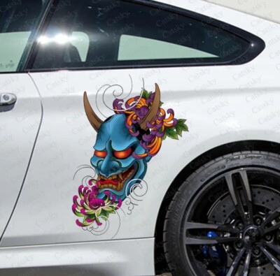 Traditional Mask Car Decal Set, 58cm x 70cm - Cultural Demon Vinyl ...