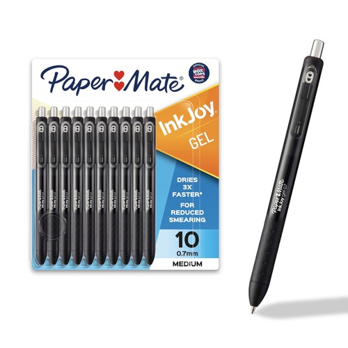 Gel Pen, Medium Nib, Black, 10 Pack, 0.7mm Nib, Even Ink Distribution ...