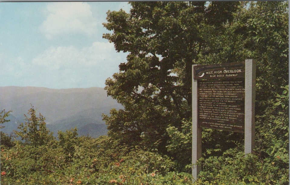 Mile High Overlook Blue Ridge Parkway Great Smokies TE Chrome Vintage ...