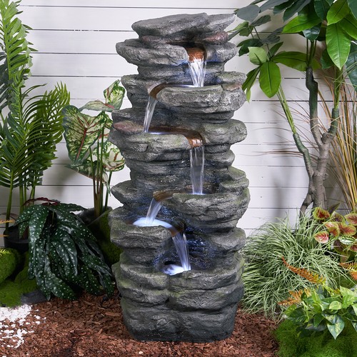 Classical Living Room Decor with 40in Timeless Floor-Standing Waterfall ...