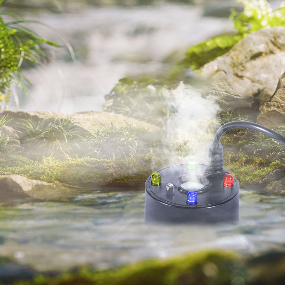 USB Water Fountain Pond Fog Machine Colorful LED Lights Atomizer Air ...