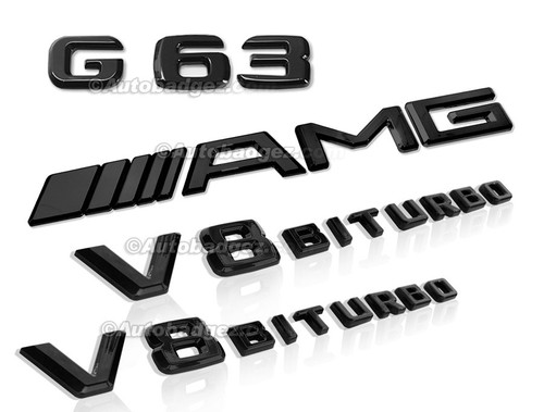4pcs NEW Adhesive G63 AMG V8 Biturbo Gloss Black Badge Emblem fits ...