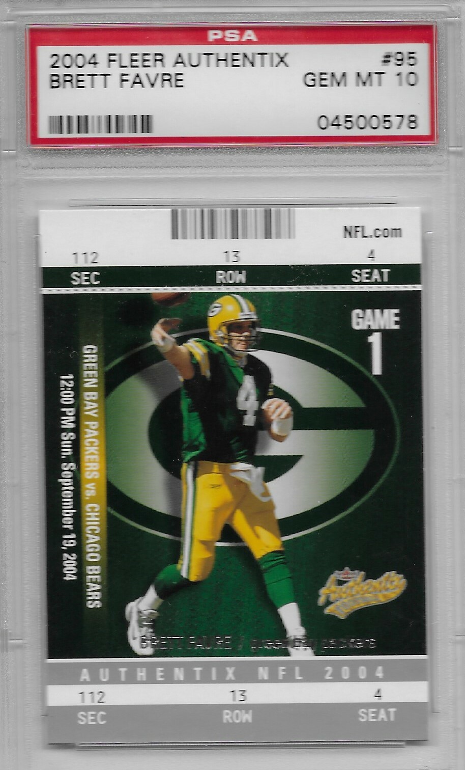 2004 PSA 10 Brett Favre Fleer Authentix Green Bay Packers | eBay