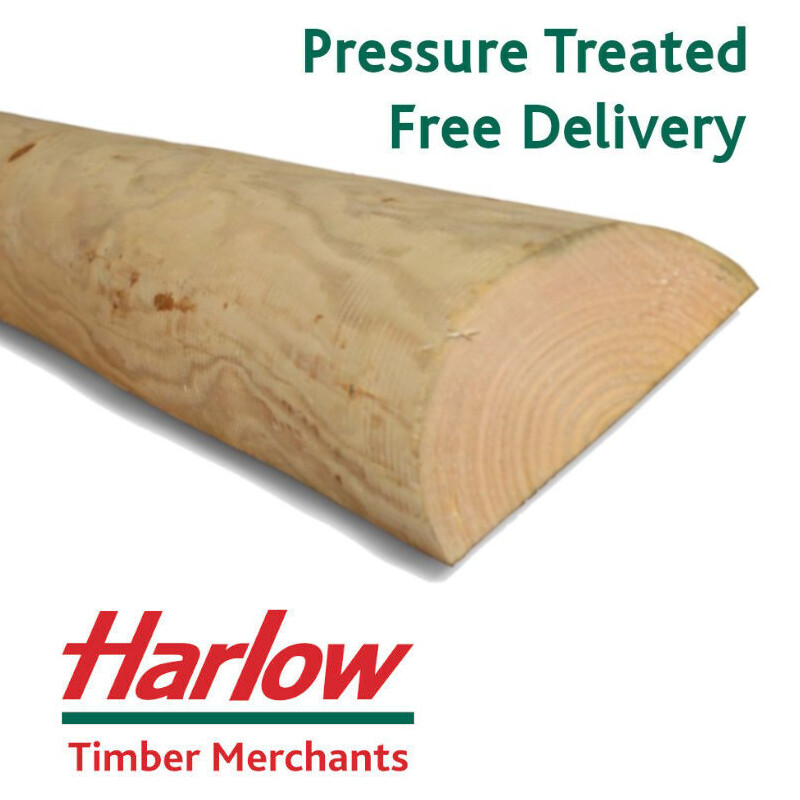 Half Round Fence Rail 3.6m 100mm 4" Green Treated Garden Mesh Fencing ...