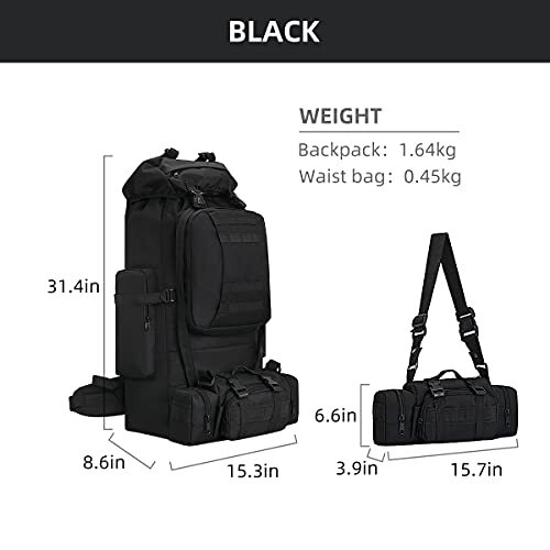 100L Camping Hiking Backpack,Molle military Tactical rucksack backpack ...