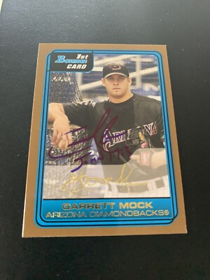 Garrett Mock Signed 2006 Bowman Gold #B27 Card Arizona Diamondbacks ...