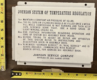 Vintage Porcelain Industrial Sign - Johnson System of Temperature ...