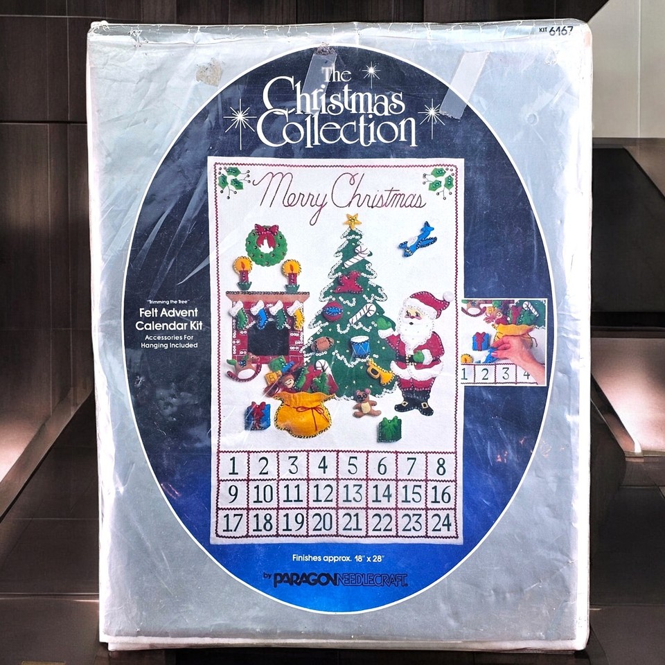 VTG Christmas Collection Jeweled Felt Advent Calendar Trim the Tree ...