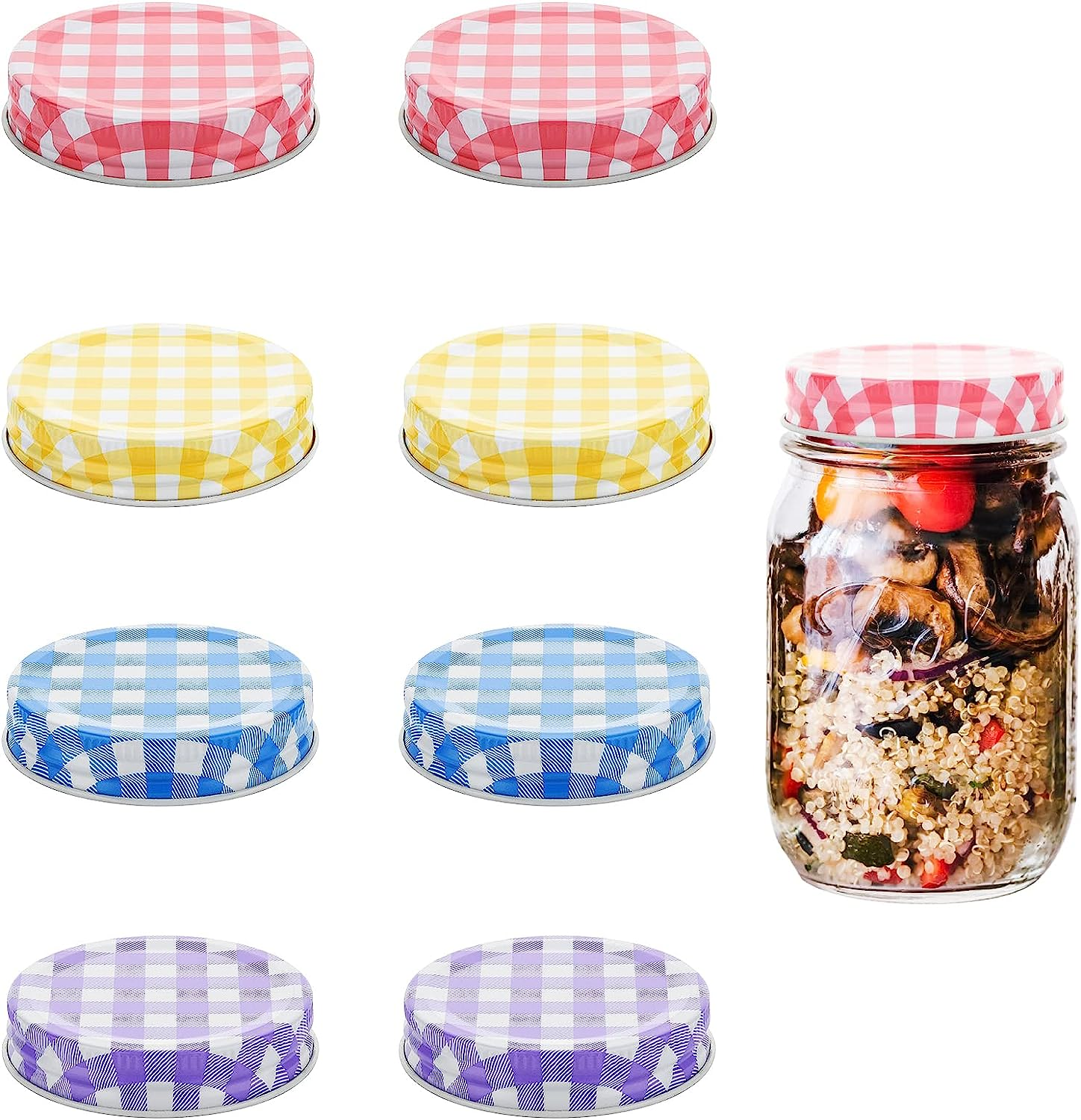 Cosnos 8 Pcs Regular Mouth Mason Jar Lids Decorative Metal Jar Lids ...