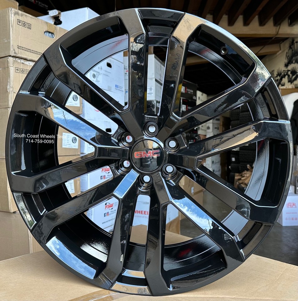 24” inch FR95 BLACK WHEELS fits GMC Sierra Yukon CHEVY Silverado Tahoe ...