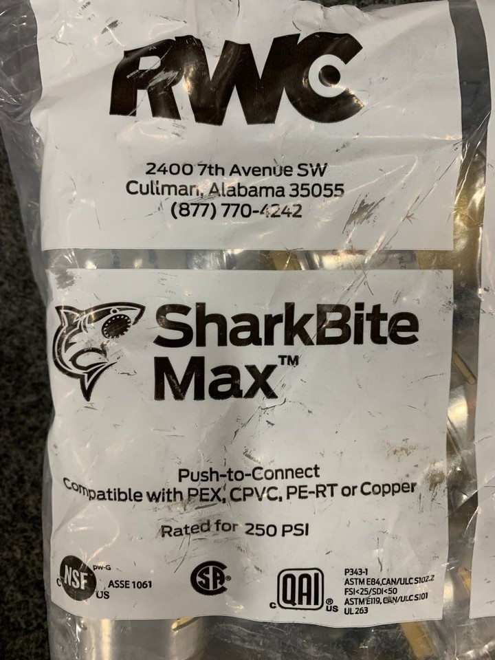 RWC UR020 SharkBite Max 1" x 1" Straight Coupling - Bag of 6 Pcs | eBay