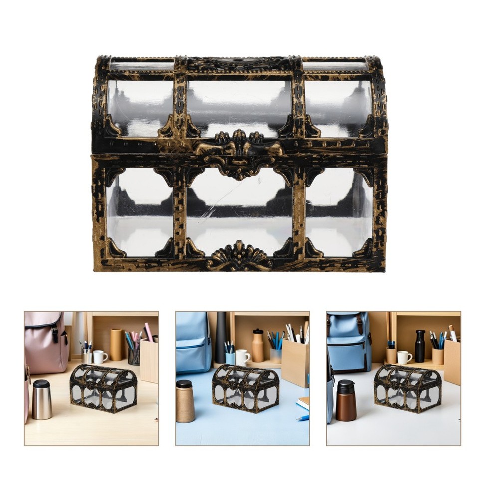 12 Pcs Pirate Gift Box Clear Jewelry Organizer Costume Prop Chest ...
