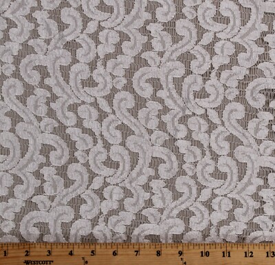 Ivory Open Lace with Swirl Design Slight Sheen 60" Fabric by the Yard ...