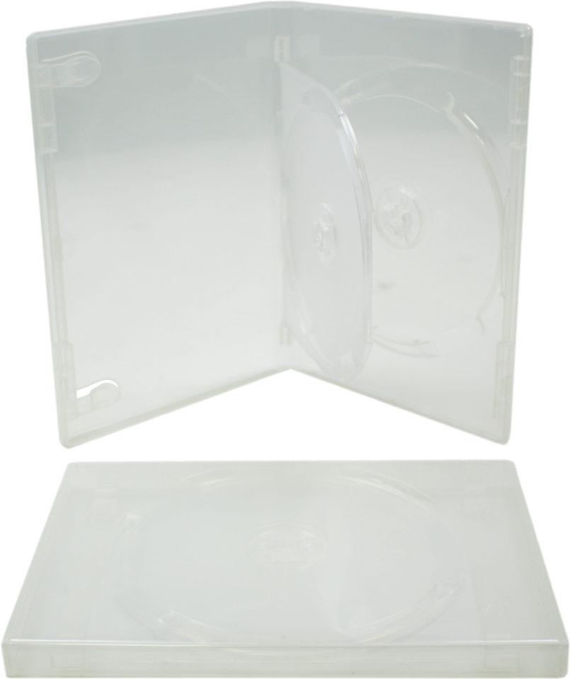 (25) Clear Standard Double DVD Boxes Hinged Tray 2DVD Wrap Sleeve # ...