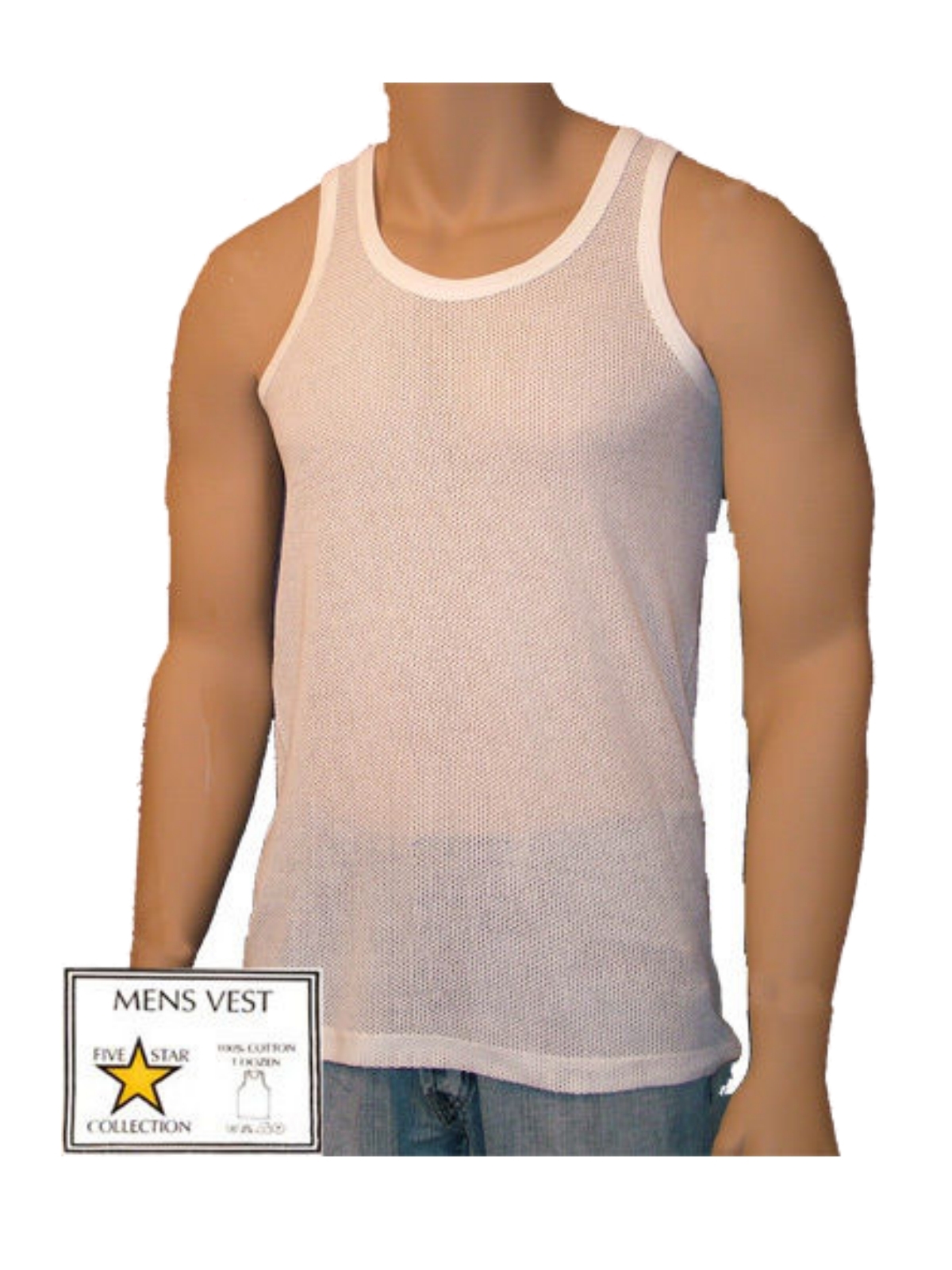 Mens White Vests 100% Cotton Airtex Mesh Singlets Underwear (lot) All ...