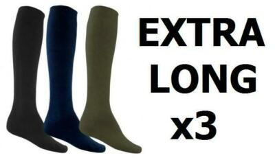 3x Extra Long Thick Bamboo Fibre Mens Work socks 3 Pair Bulk 92% Bamboo ...