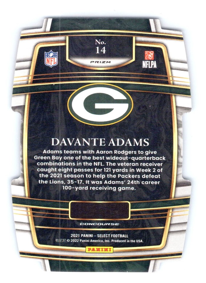 2021 Select #14 Davante Adams Rookie Red White & Blue Concourse Die Cut ...