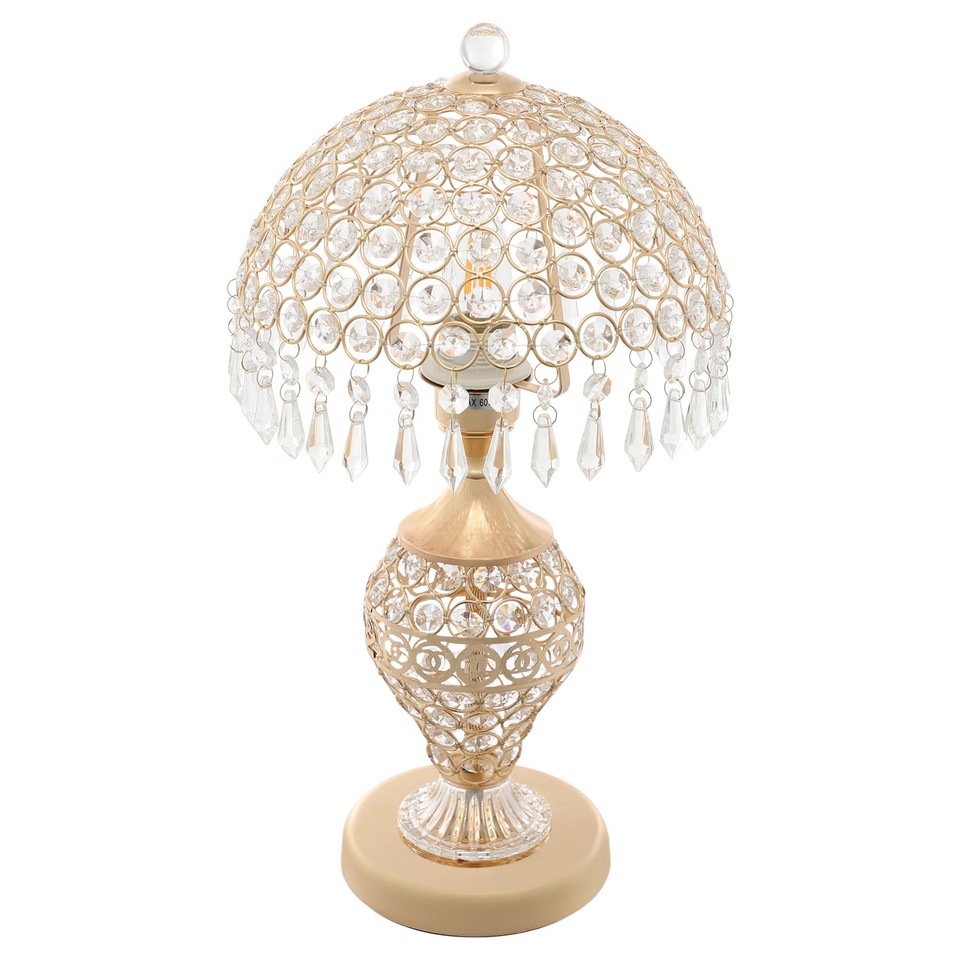 Gold Crystal Table Lamp Desk Bedroom Living Room Lighting Bedside Light ...