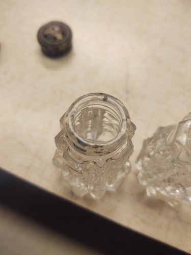 Antique Sterling Silver Crystal Cut Glass Pepper & Salt Shakers ...