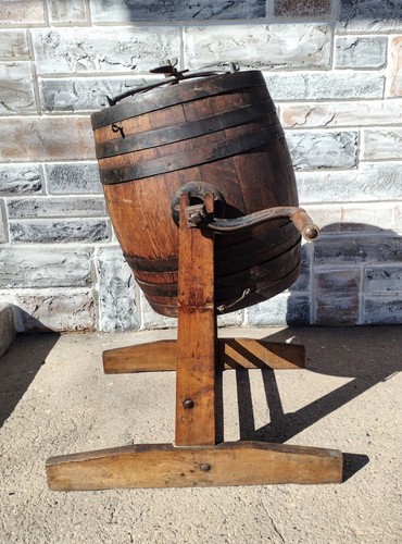 Antique Primitive Favorite Dobson Banded Oak Barrel Churn on Stand | eBay
